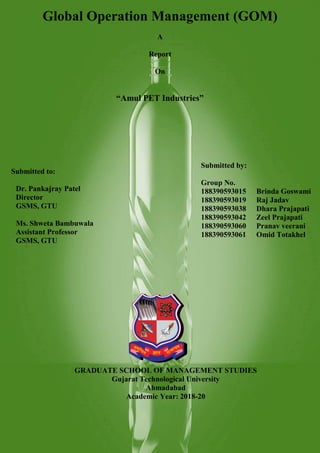 Amul PET Industries for Global Operation Management | PDF