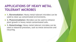 Heavy metals tolerance in microbes - environmental microbiology | PPT