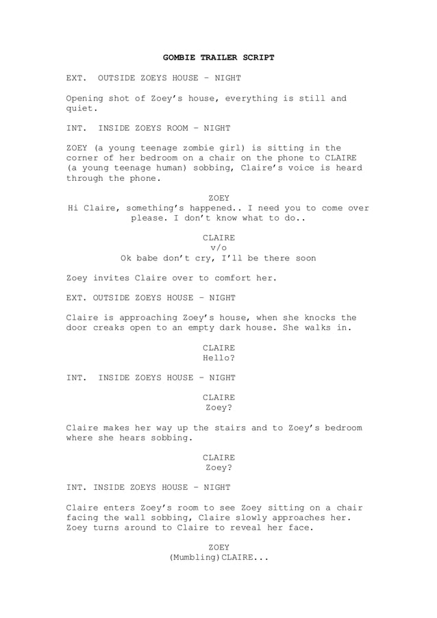 Gombie trailer script | PDF