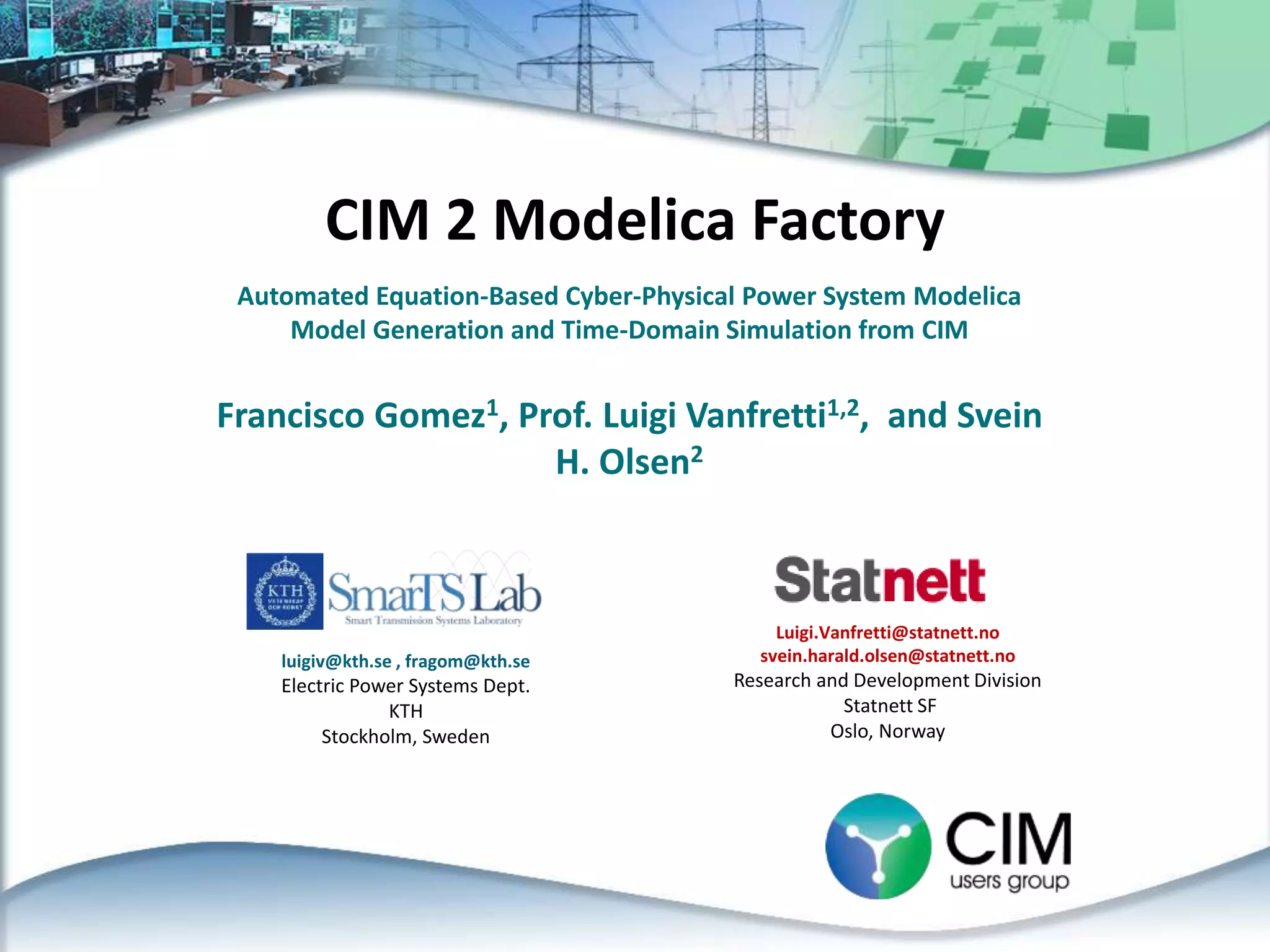 Cim To Modelica Factory Automated Equation Based Cyber Physical Power
