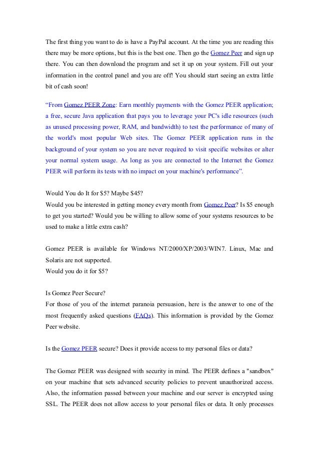 How to run the gomez peer program - stlasopa