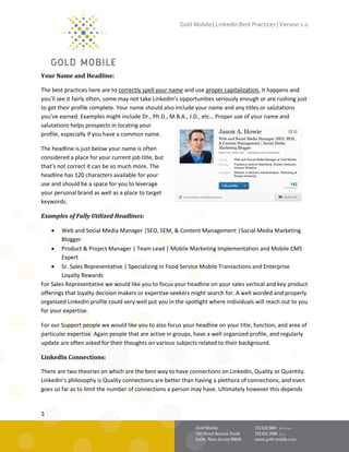 Gold Mobile LinkedIn Best Practices | PDF