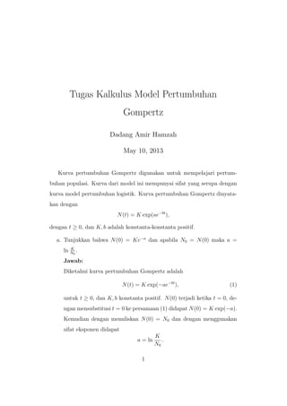 Soal Jawab Kalkulus Model Pertumbuhan Gompertz | PDF