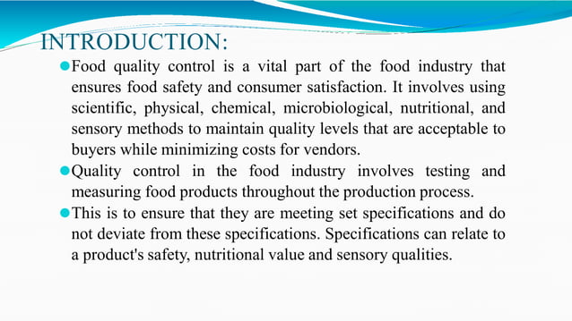 Quality Control In Food For Microbial Quality Control And Testing | PPT