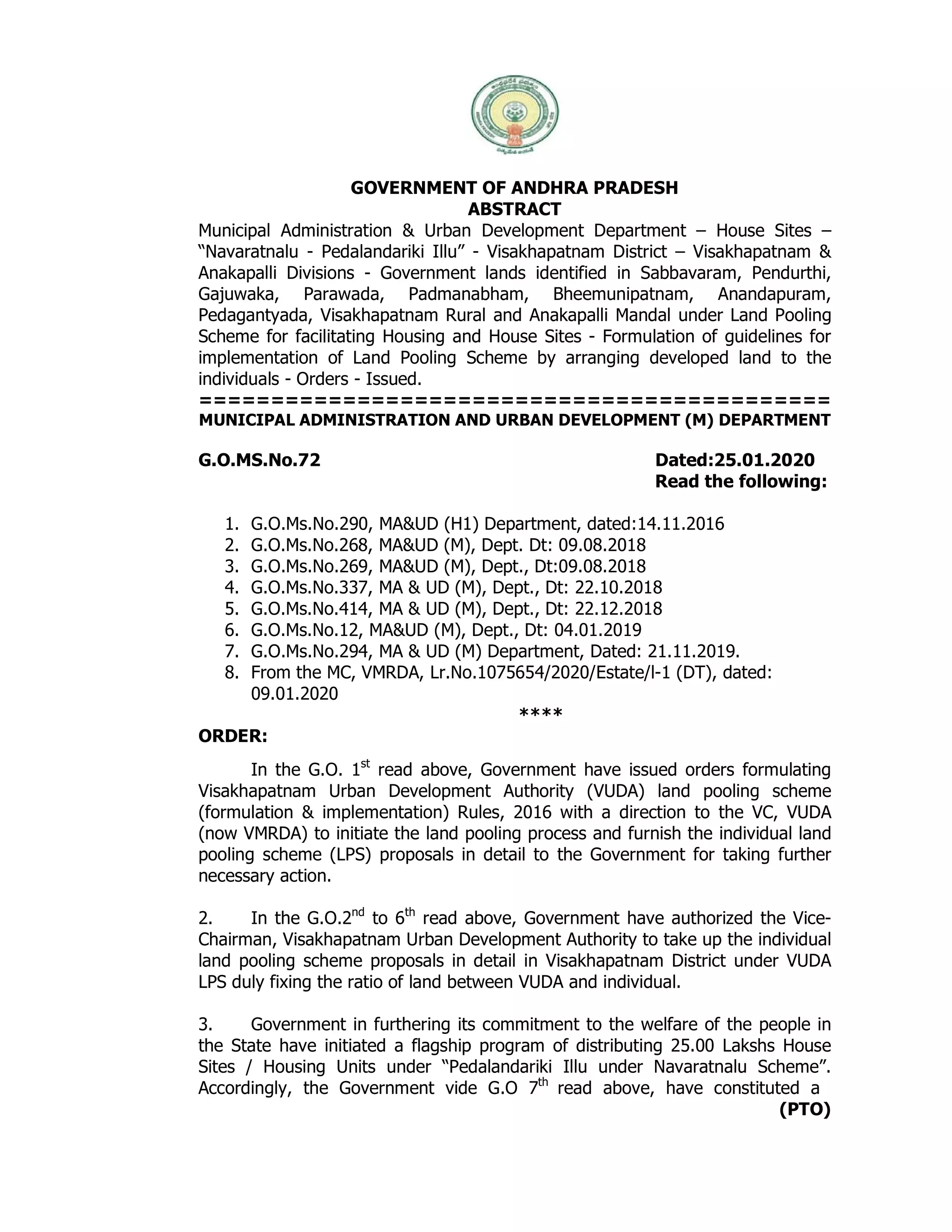 Go ms no 72 dt 25 1 2020 | PDF
