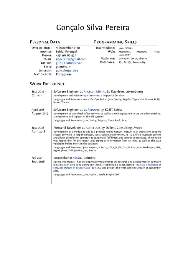 Goncalo Pereira CV | PDF