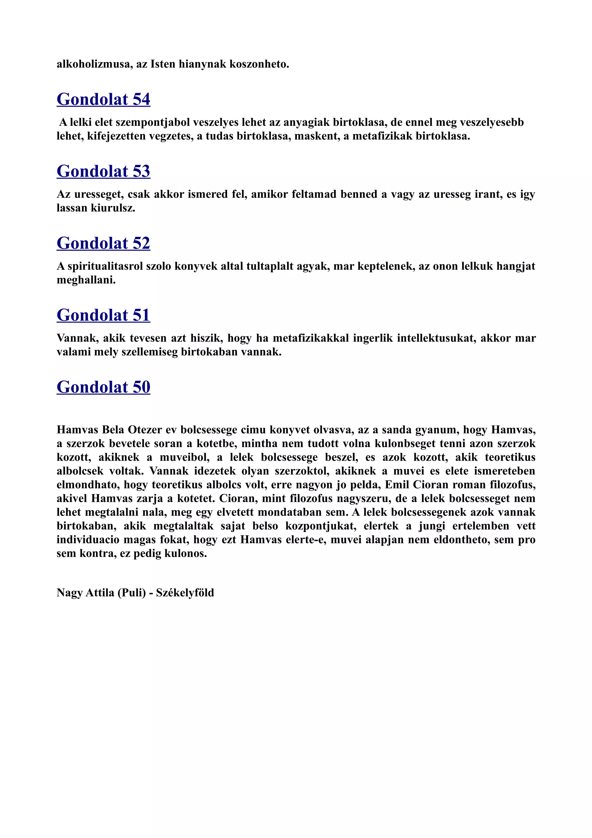 Gondolati napló - Gondolatok II. | PDF