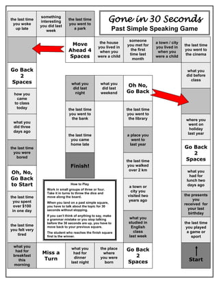 Gone in-30-seconds- Simple Past Board Game | PDF