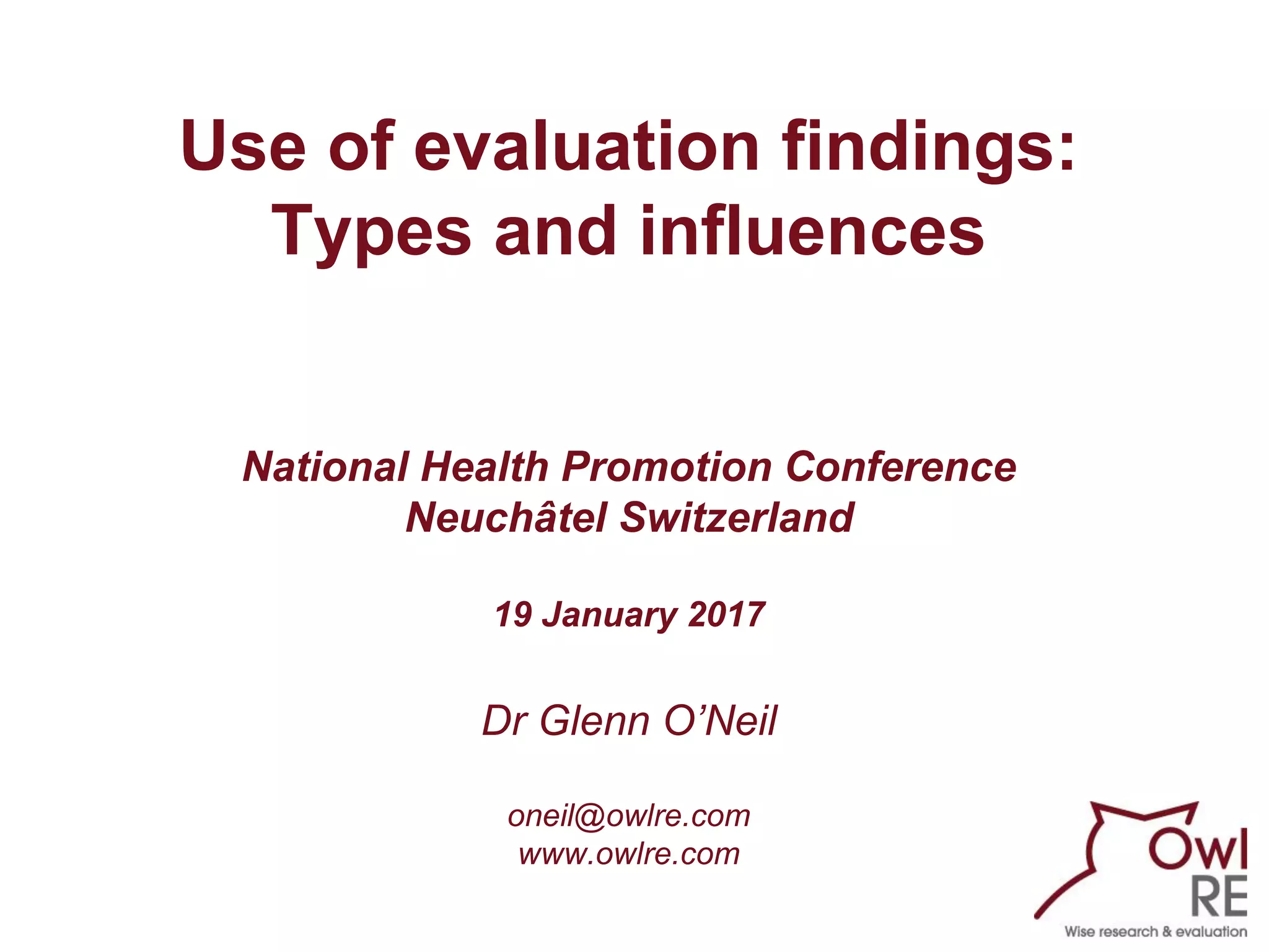 Use of evaluation findings; types and influences | PDF