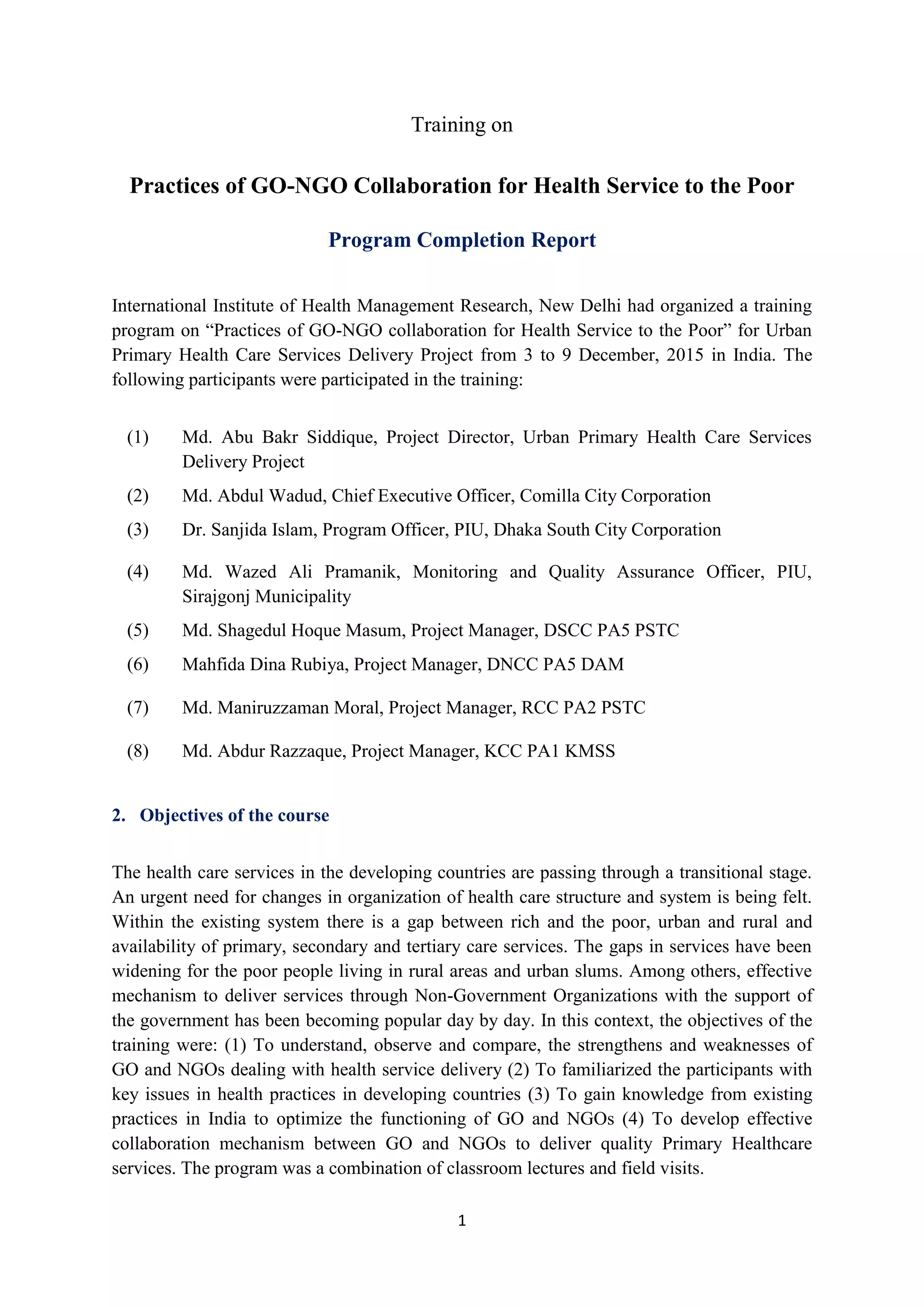 GO NGO Collaboration for delivering Primary Health Care | PDF