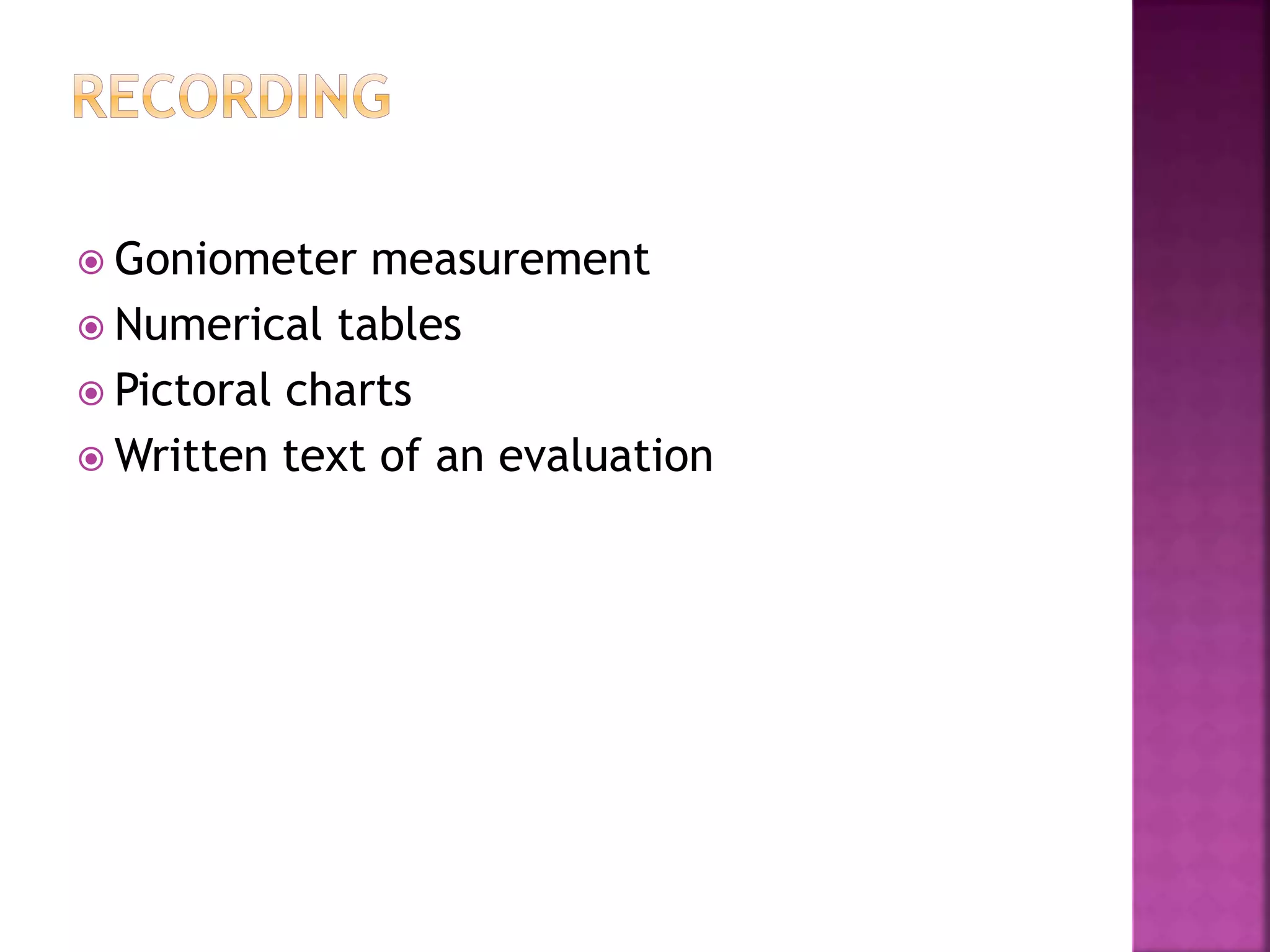 Goniometer | PPTX | Death, Injury, or Military Conflict | Sensitive Topics