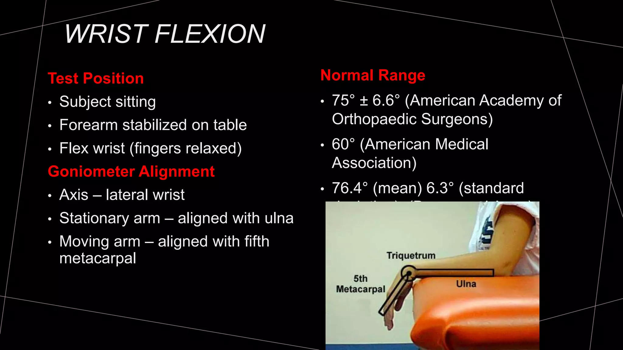 Goniometry for Wrist & Fingers | PPTX