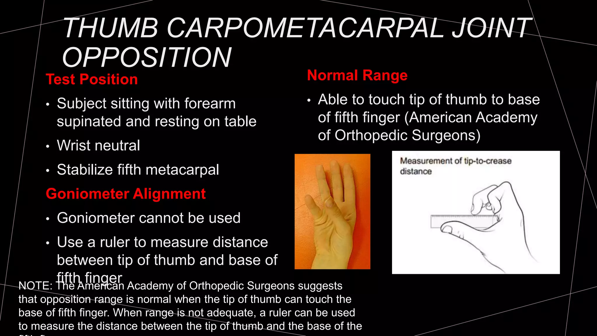 Goniometry for Wrist & Fingers | PPTX
