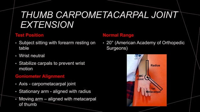 Goniometry for Wrist & Fingers | PPTX