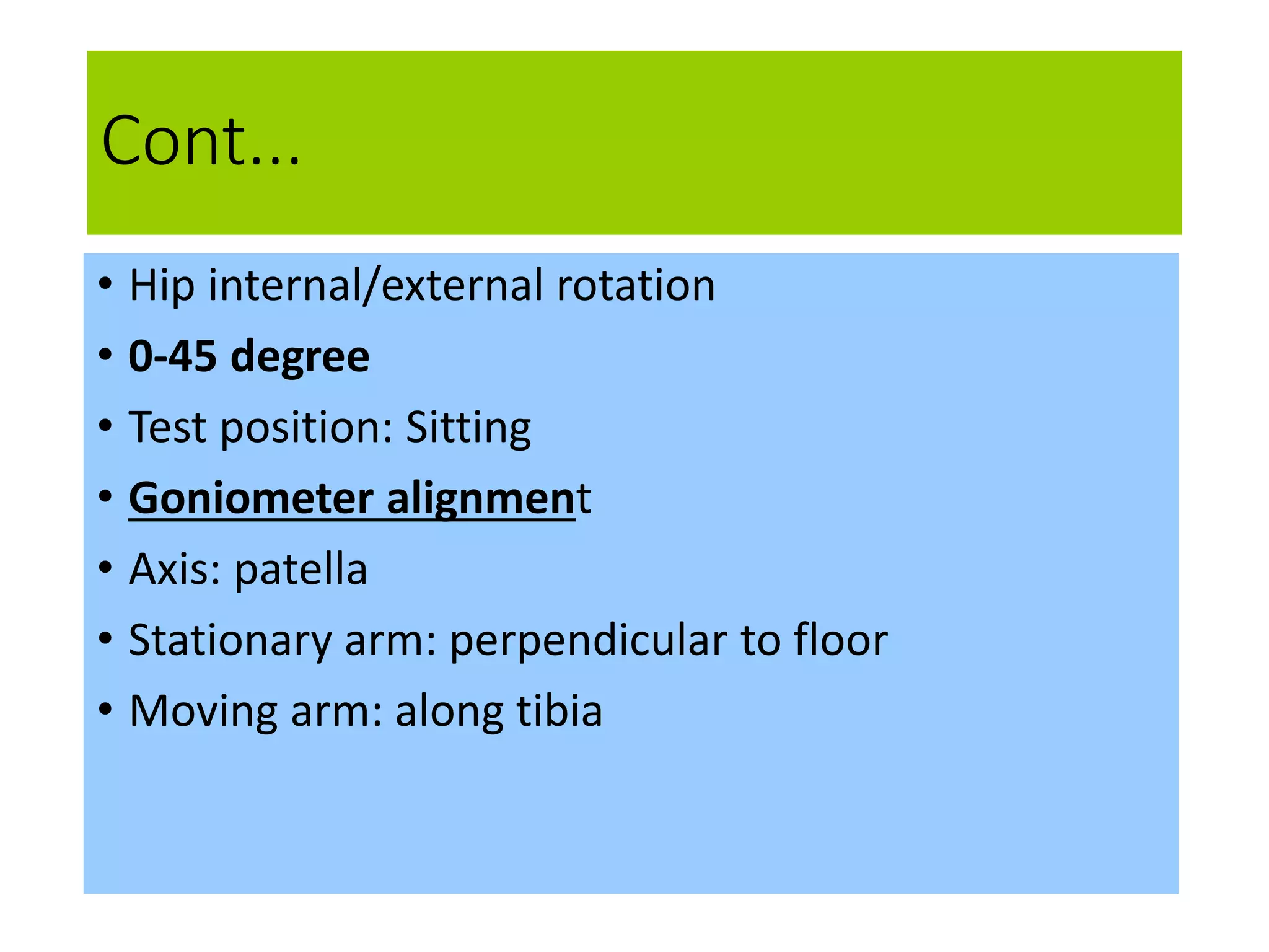 Goniometry of lower limb joints/ROM of lower limb joints | PPTX