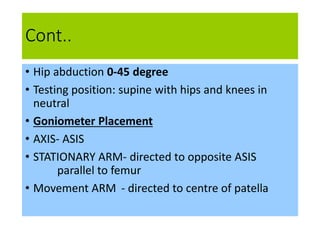 Goniometry of lower limb joints/ROM of lower limb joints | PPTX