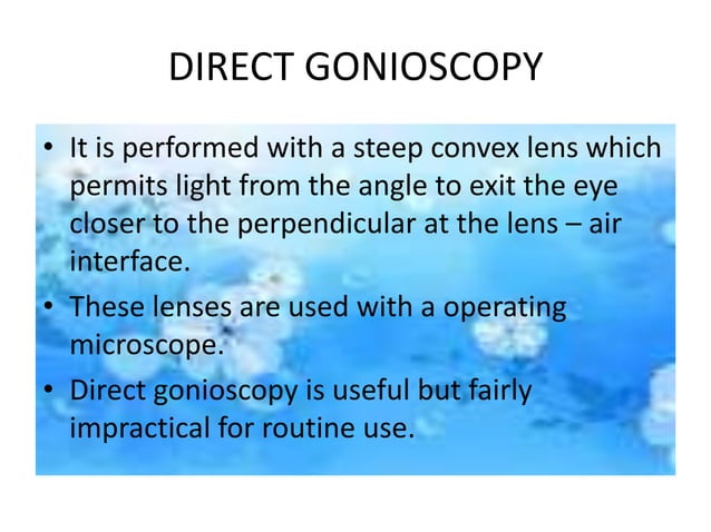 Gonioscopy | PPTX | Eye and Vision Conditions | Diseases and Conditions