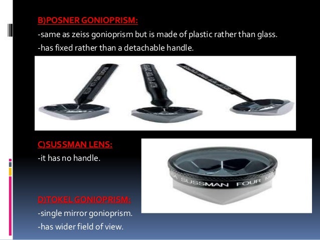 Gonioscopy: gonioscopic lenses, principle and clinical aspects