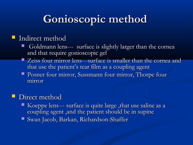 Gonioscopy presentation | PPT | Eye and Vision Conditions | Diseases ...