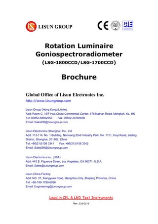 LISUN Goniospectroradiometers LSG-1800CCD | PDF