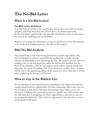 Bid, No-Bid Decision Making | PDF