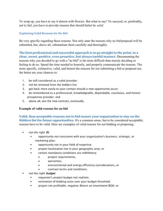 Bid, No-Bid Decision Making | PDF
