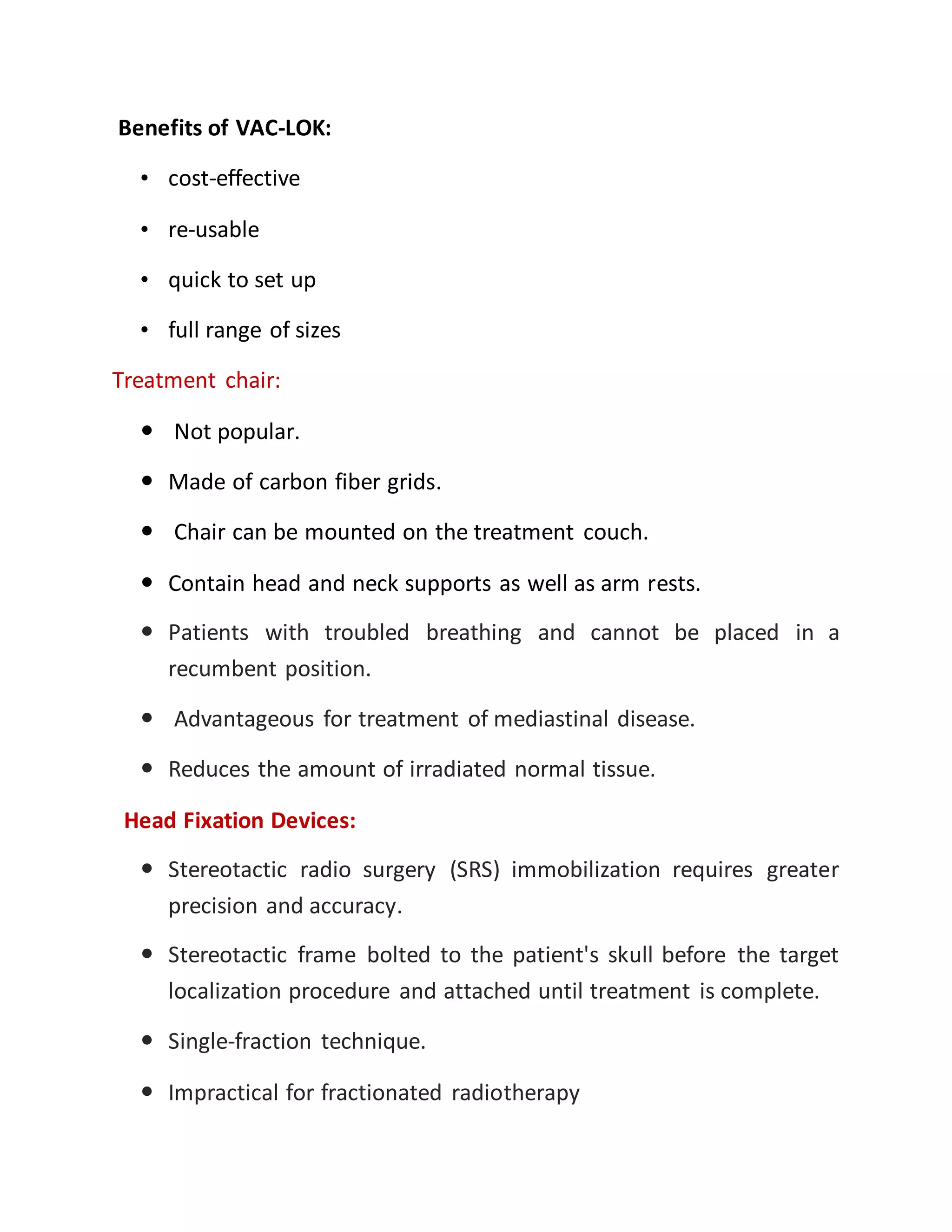immobilising devices used in radiotherapy | DOCX