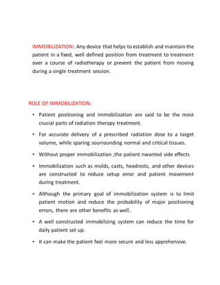 immobilising devices used in radiotherapy | DOCX