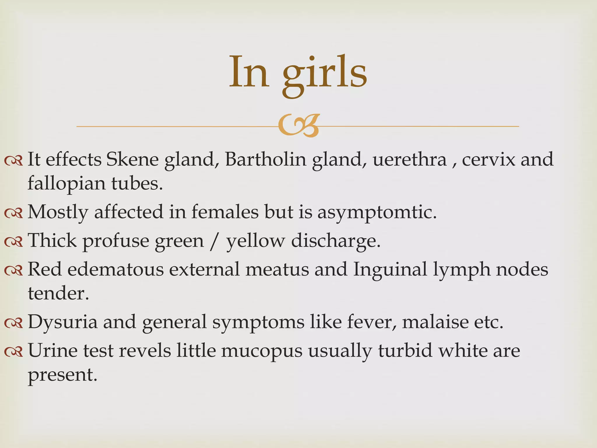 Gonorrhea in girls | PPTX