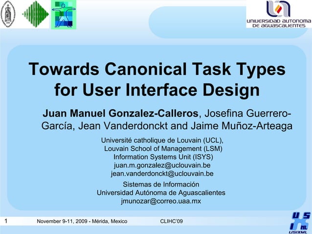 Towards Canonical Task Types for User Interface Design | PPT
