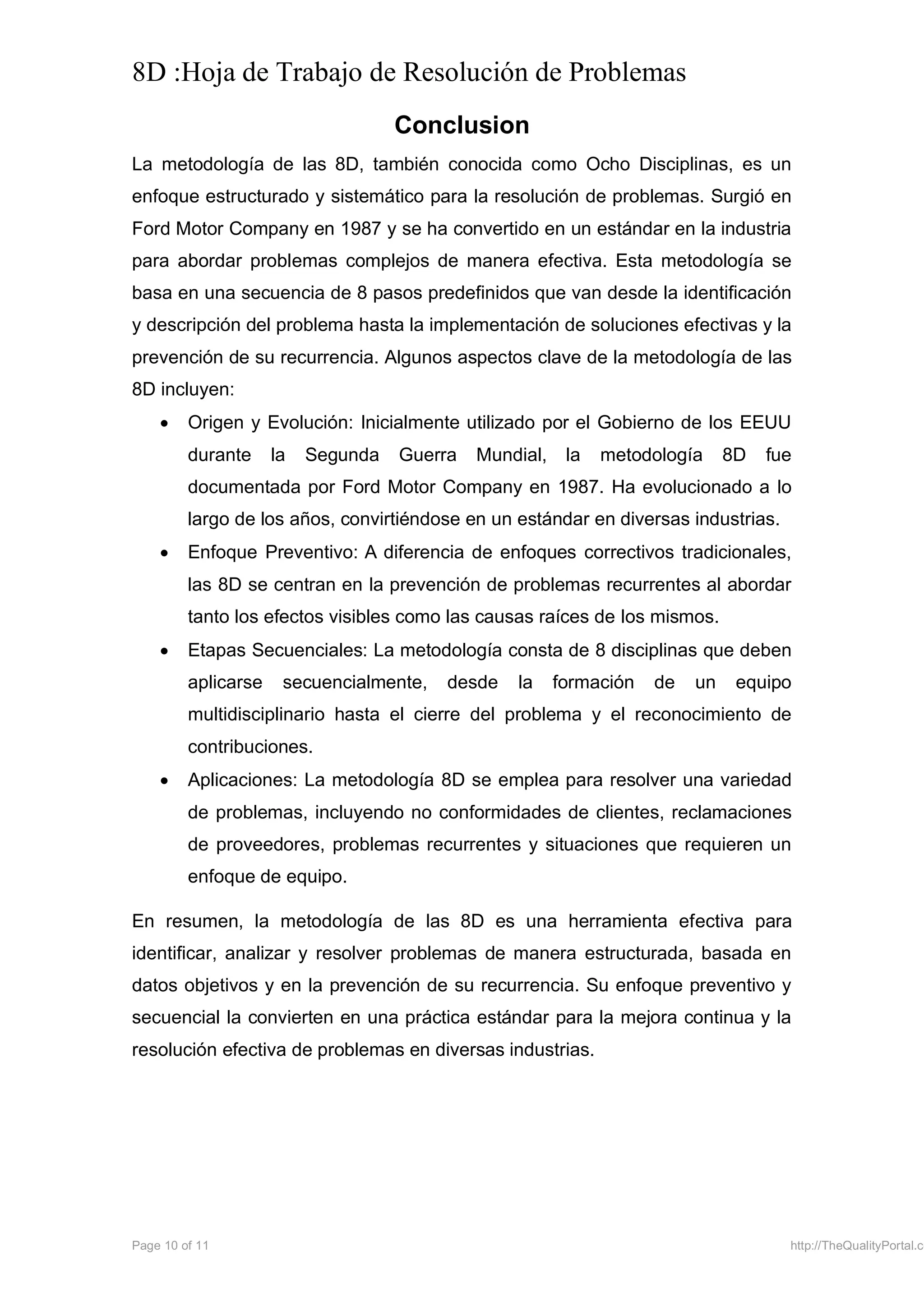 aplicacion de las 8 D de sistema de manufactura | PDF | Business ...