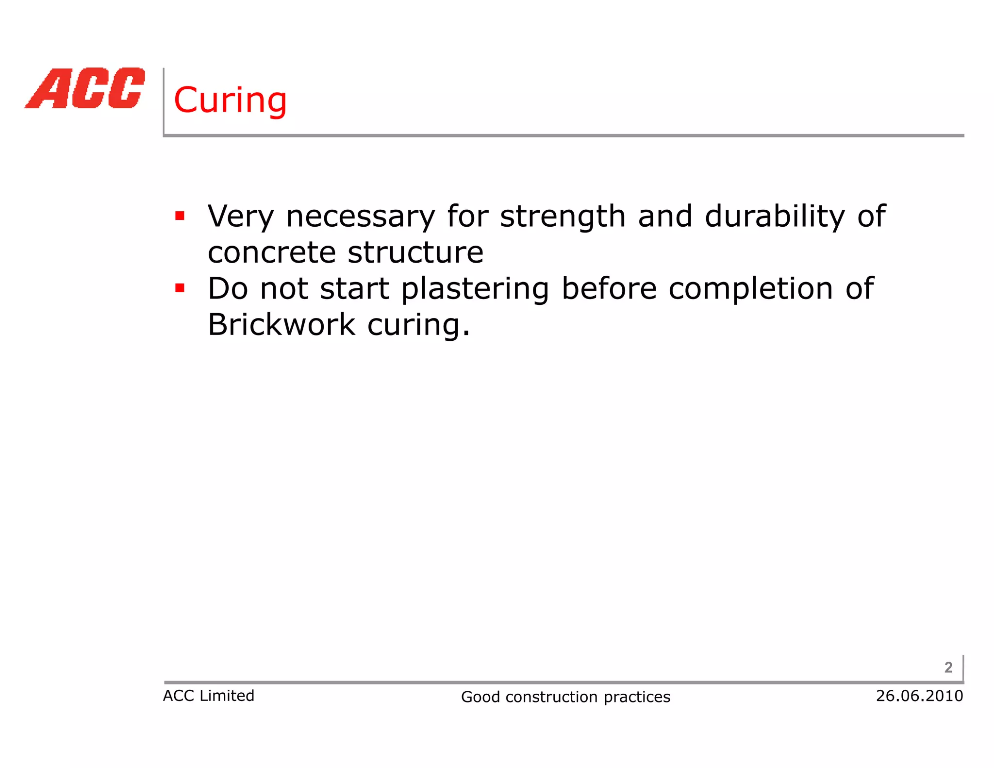 Good construction practices - Part 2 - ACC | PDF