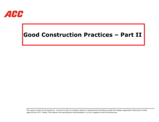 Good construction practices - Part 2 - ACC | PDF