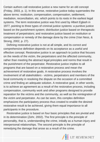 Example of a Criminal Justice Literature Review | PDF