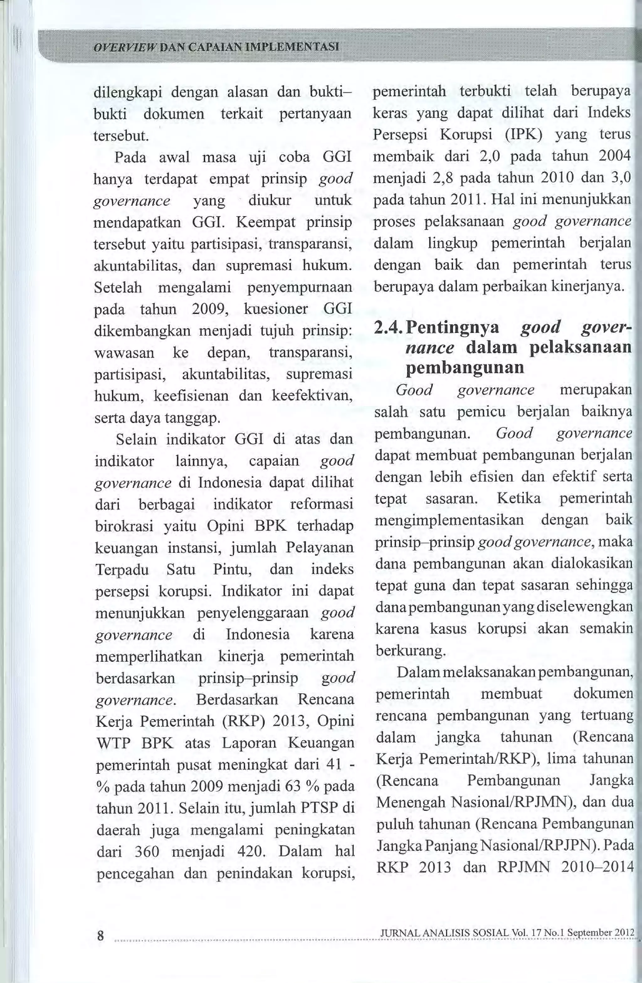 Overview dan Capaian Implementasi Good Governance di Indonesia dari ...