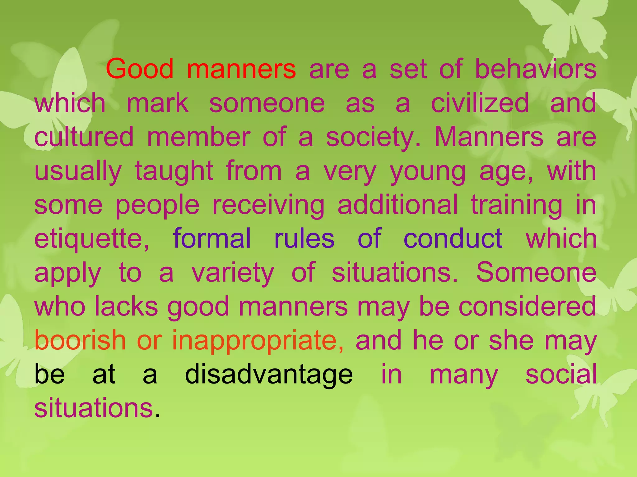 Good and bad manners | PPT