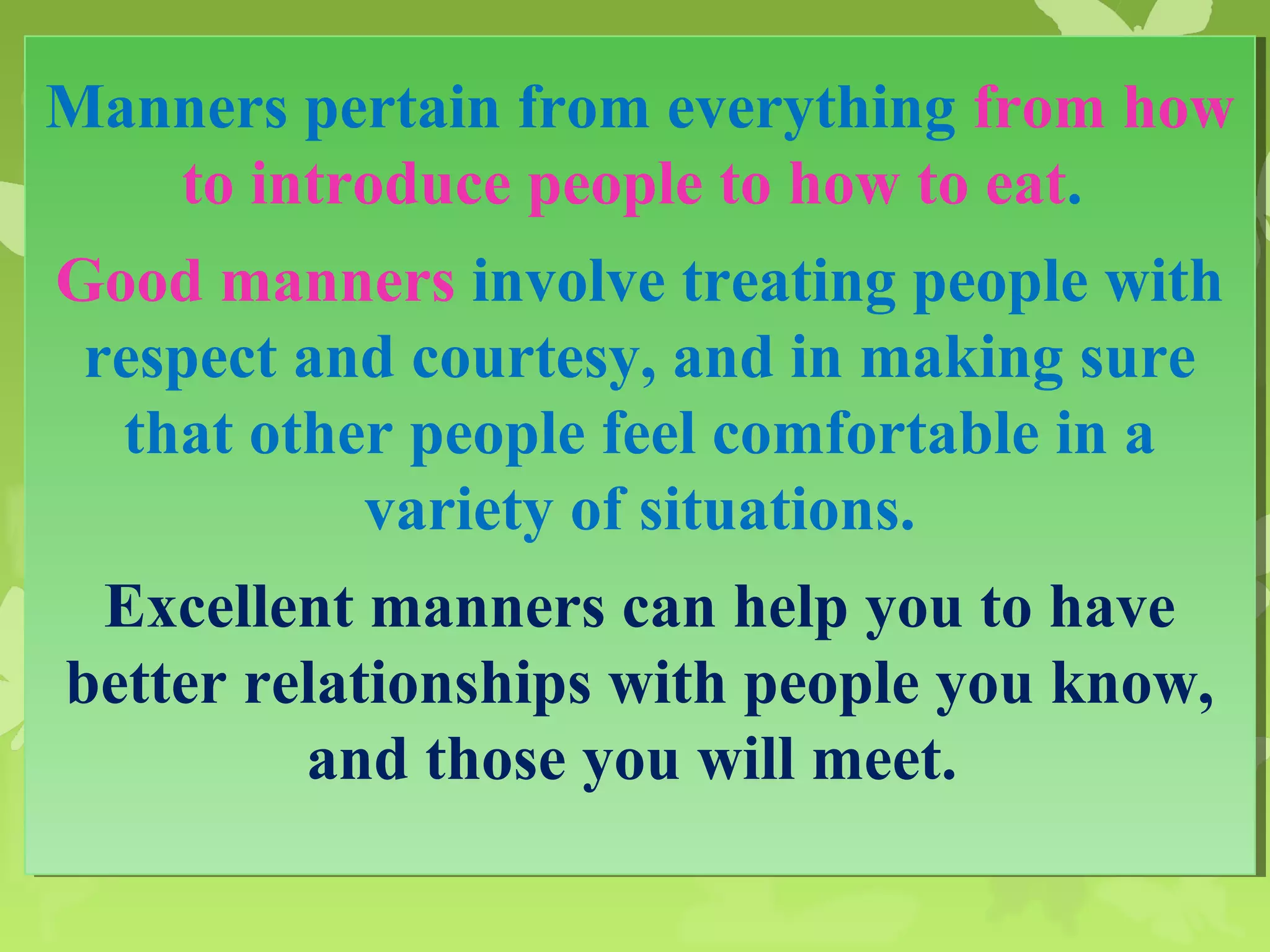 Good and bad manners | PPT