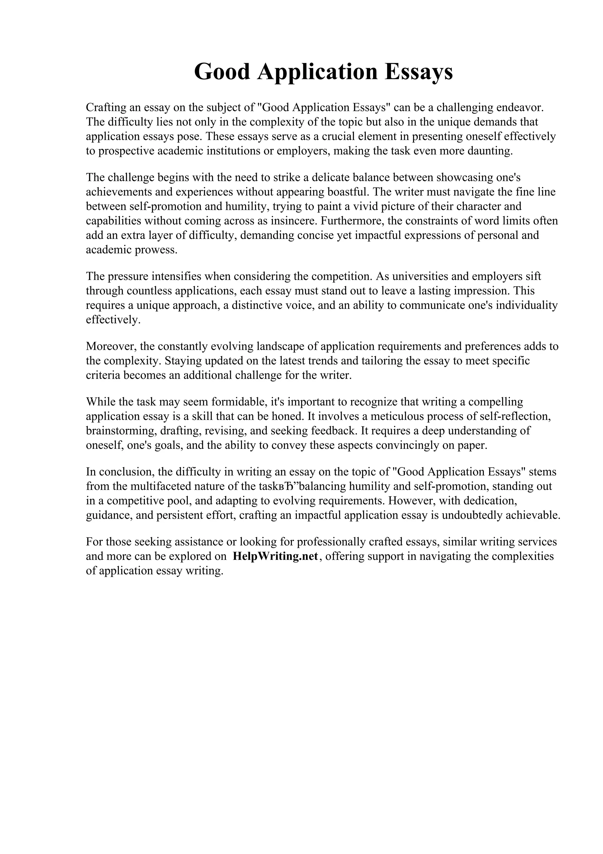 Good Application Essays | PDF