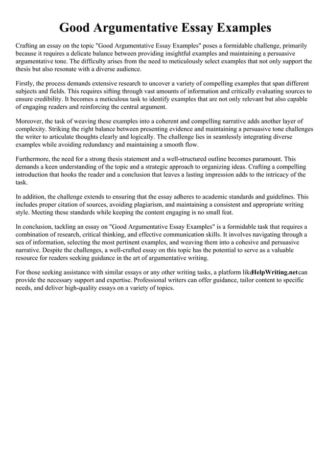 Good Argumentative Essay Examples | PDF
