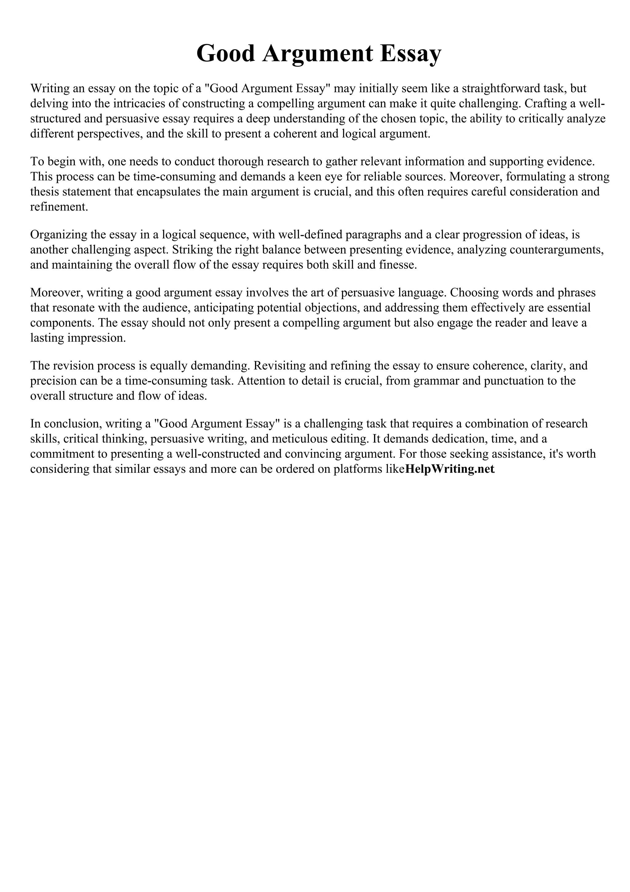 Good Argument Essay | PDF
