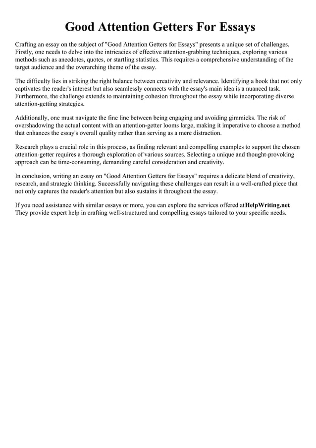 Good Attention Getters For Essays | PDF | Education