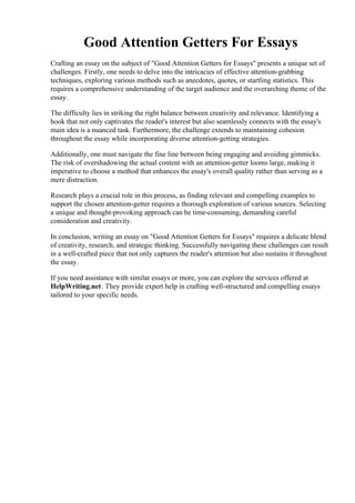 Good Attention Getters For Essays.pdf