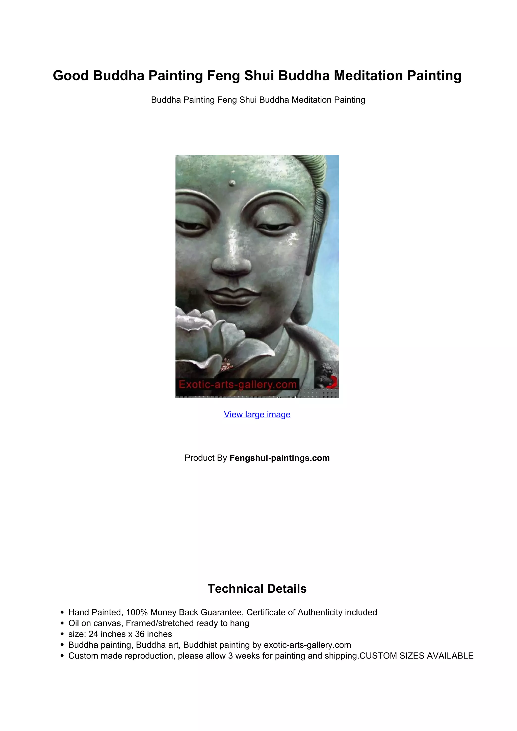 Good buddha painting feng shui buddha meditation painting | PDF