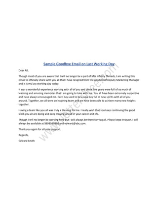 How to Write A Goodbye Email on Last Working Day | PDF