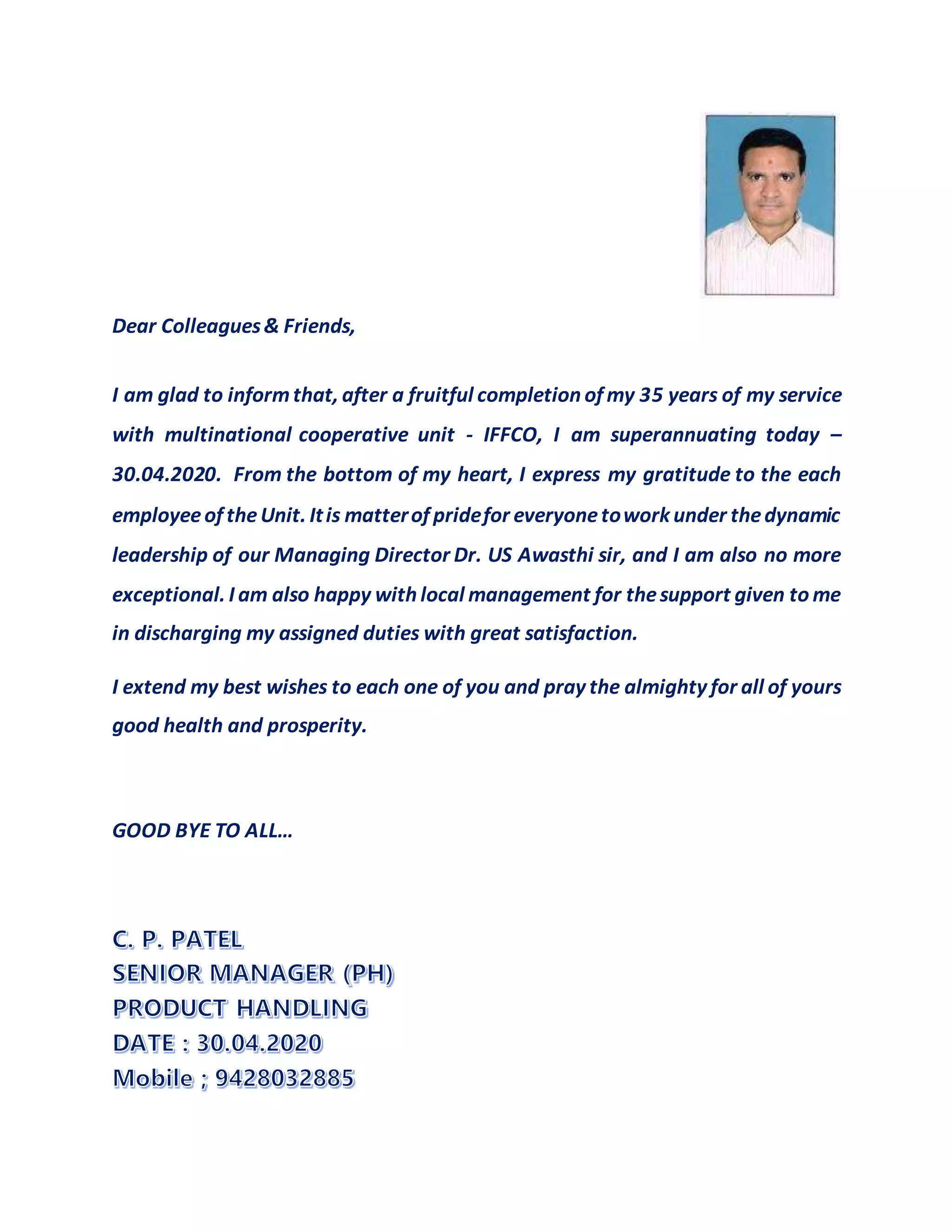 Good bye messege | DOCX