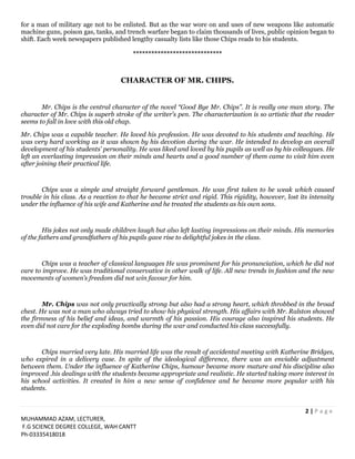 Good-bye Mr.Chips by Muhammad Azam | PDF