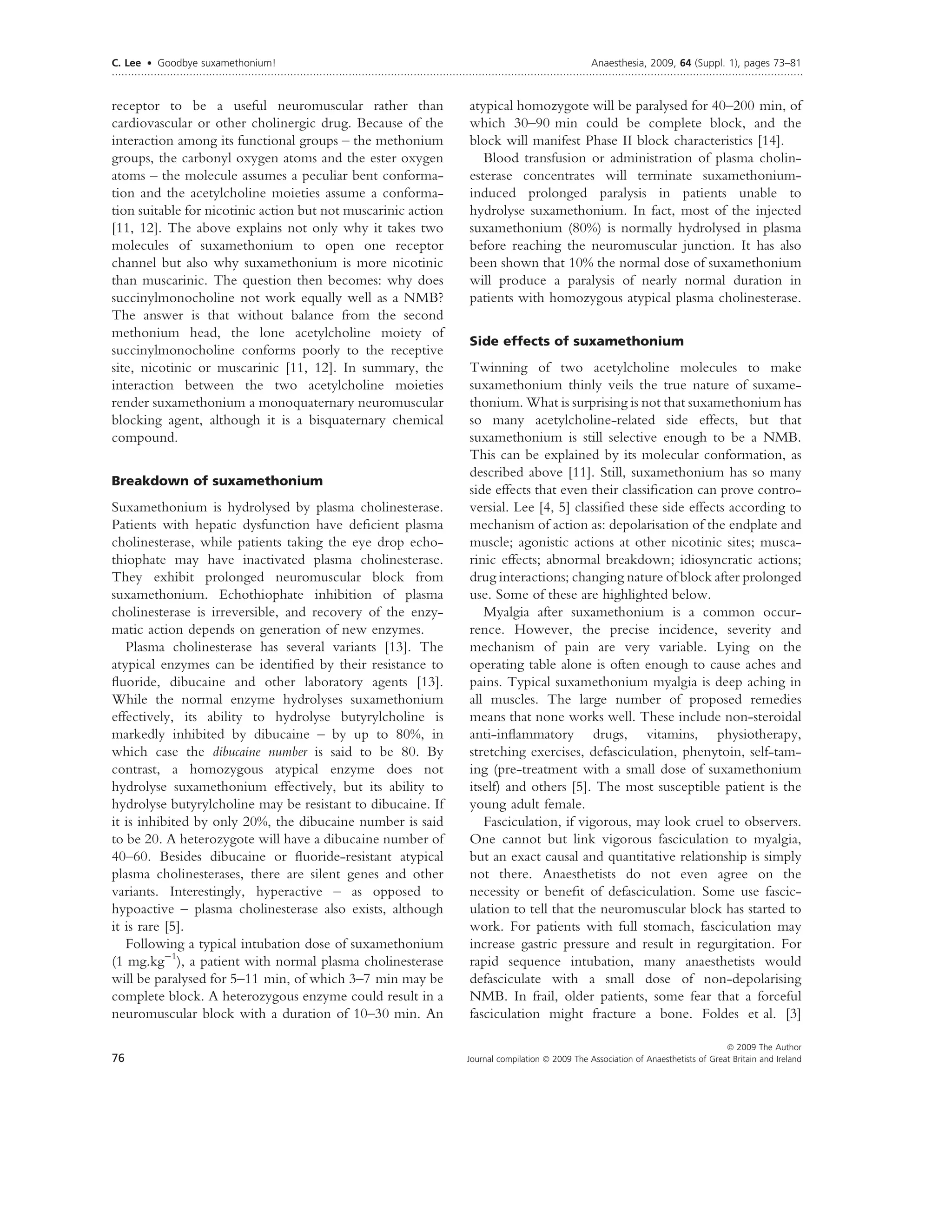 Goodbye suxamethonium! anaesthesia march 2009 | PDF