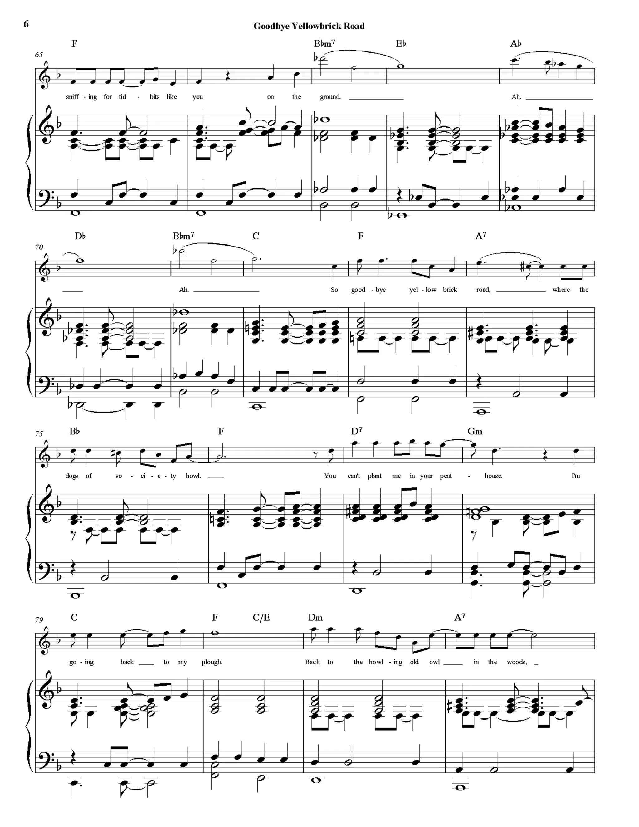 Goodbye yellow brick road (arr. pianojohn) | PDF