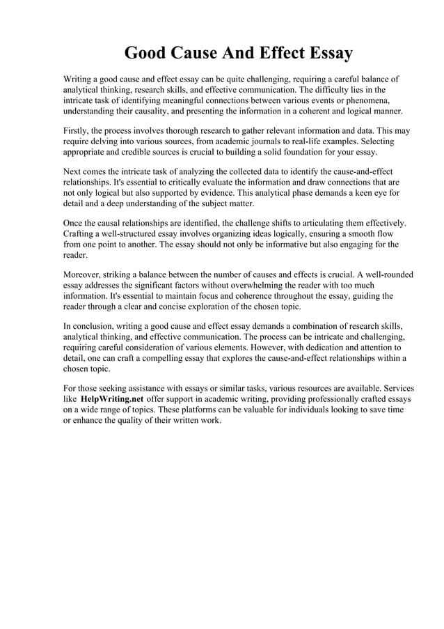 Good Cause And Effect Essay. 100 Important Cause and Effect Essay Topics | PDF