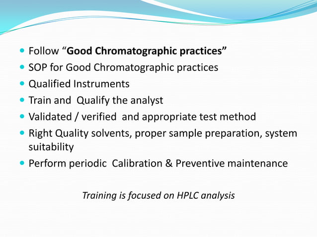 Good Chromatographic Practices | PDF